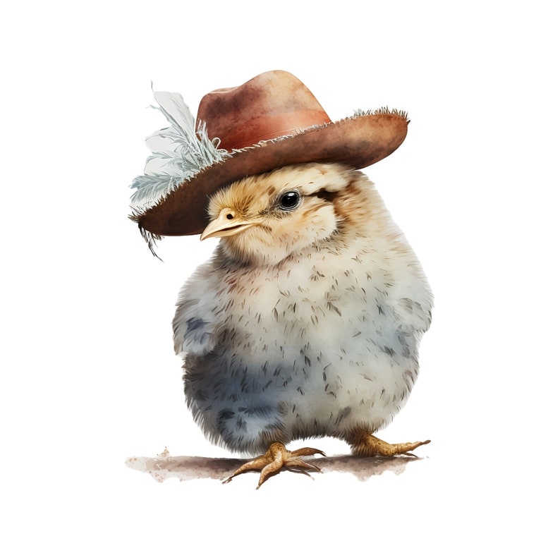 Watercolor Chicken in a Hat PNG Cowboy Chicken Digital - Etsy UK