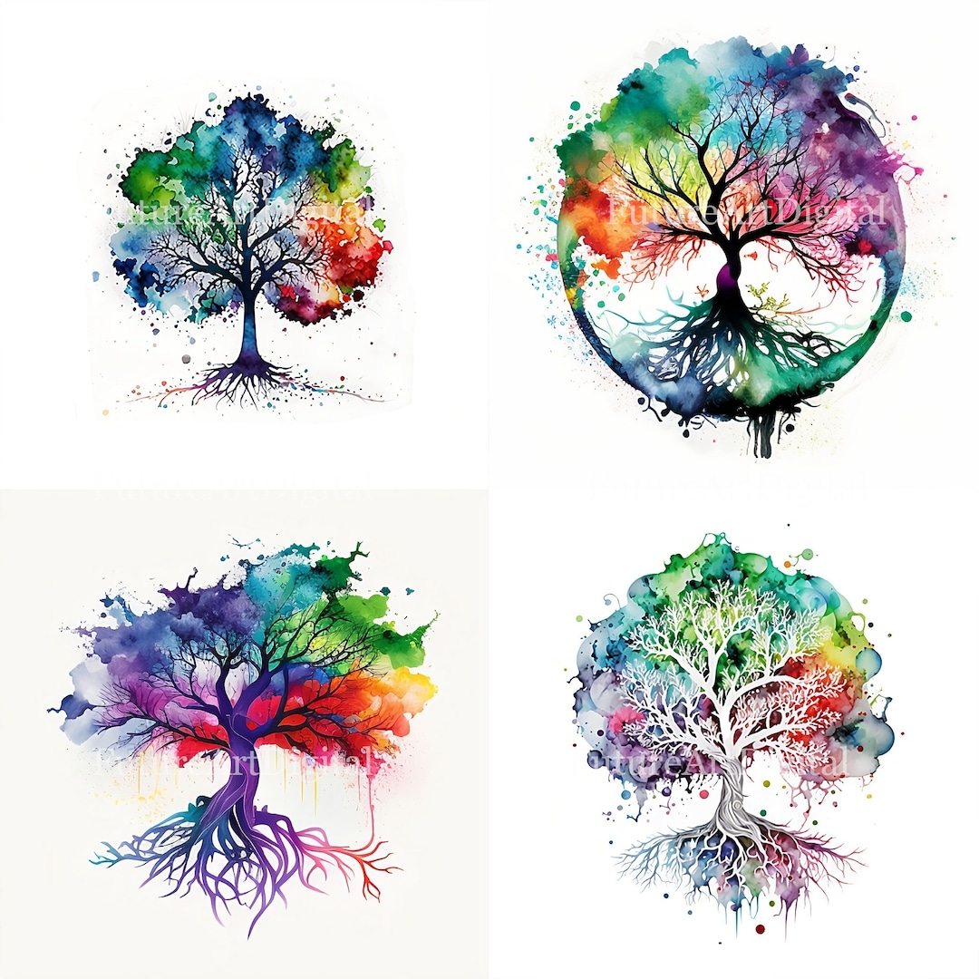Watercolor Tree of Life PNG, Tree of Life Digital Clipart Wall Decor ...