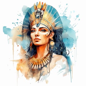 Watercolor Cleopatra Sublimation PNG, Queen of Egypt Digital Clipart ...