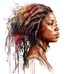 Watercolor Dread Loc Black Girl Digital Clipart, Afro American Dread ...
