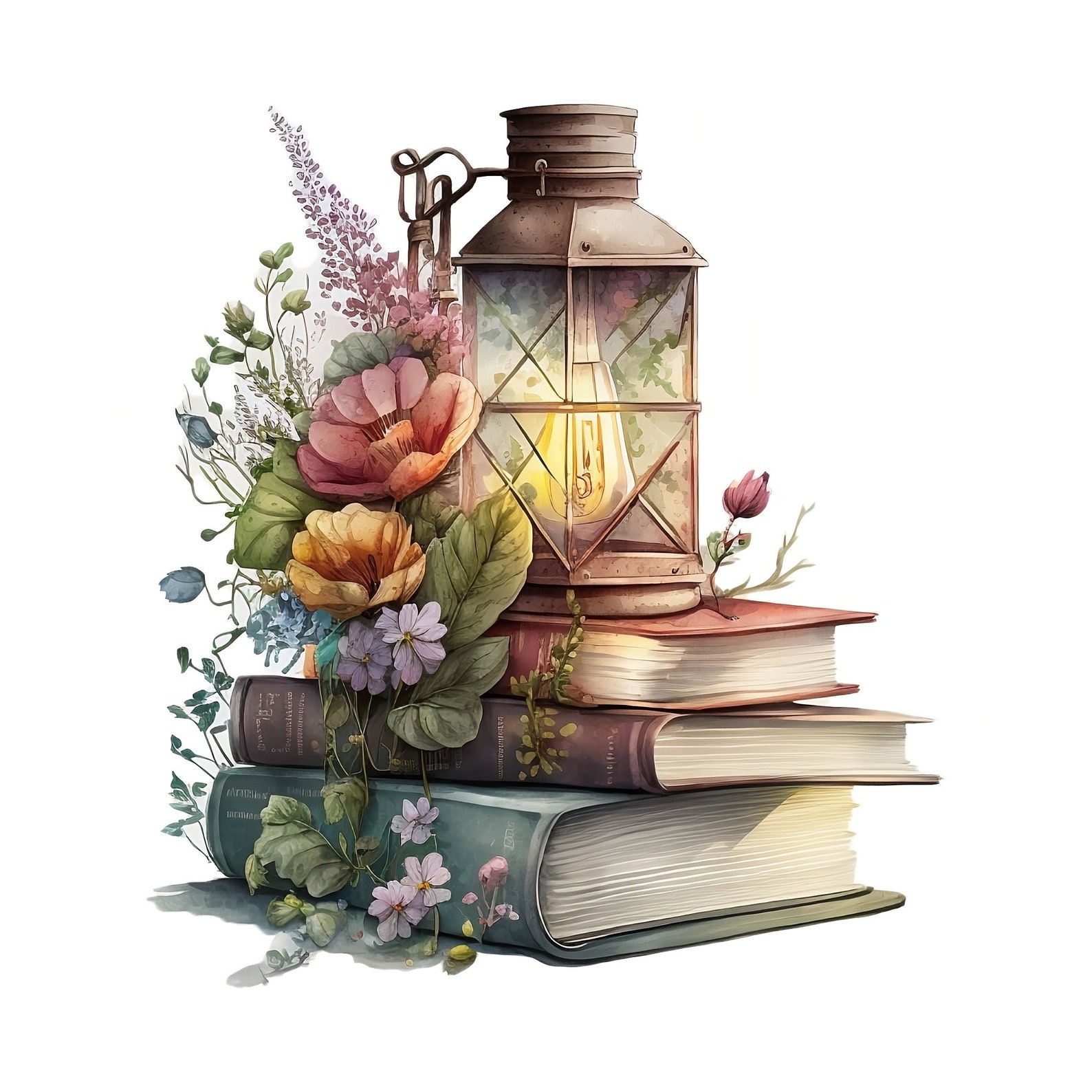 Watercolor Book Stack PNG Book Stack Digital Clipart Book - Etsy