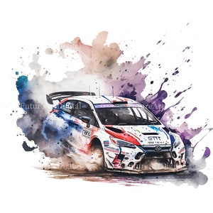 Watercolor Rally Car Sublimation PNG, Rally Car Digital Clipart, Rally ...