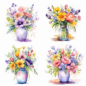 Watercolor Spring Flower Bouquet Sublimation PNG, Flower Bouquet ...