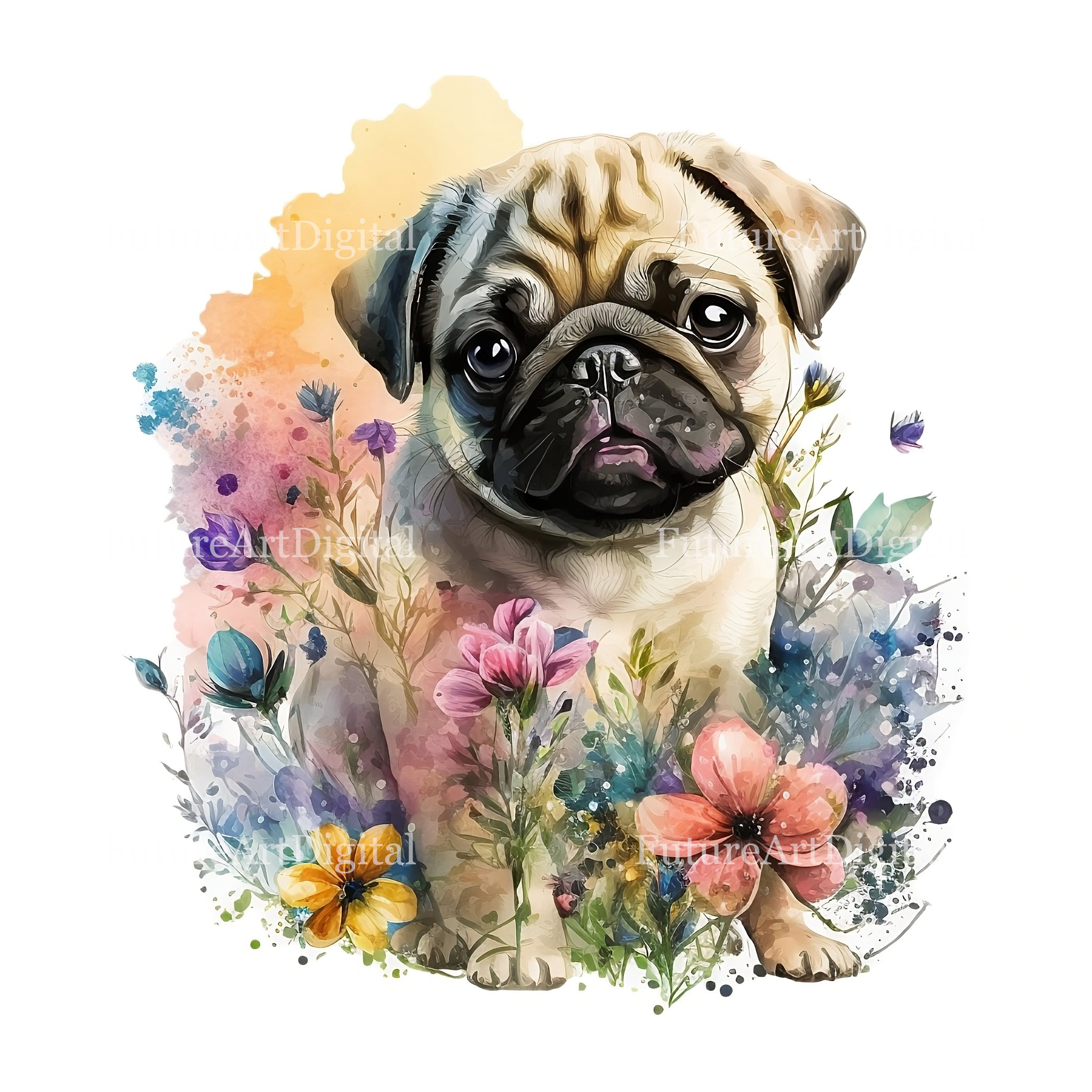 Watercolor Pug Puppy Nursery Room Art Pug Puppy Sublimation - Etsy