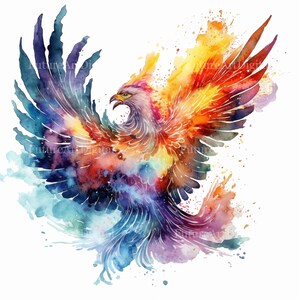 Watercolor Phoenix Digital Clipart, Cosmic Phoenix Sublimation PNG ...