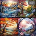 Stained Glass Seasons Clipart Bundle, 4 Seasons Tumble Wrap PNG, Winter ...
