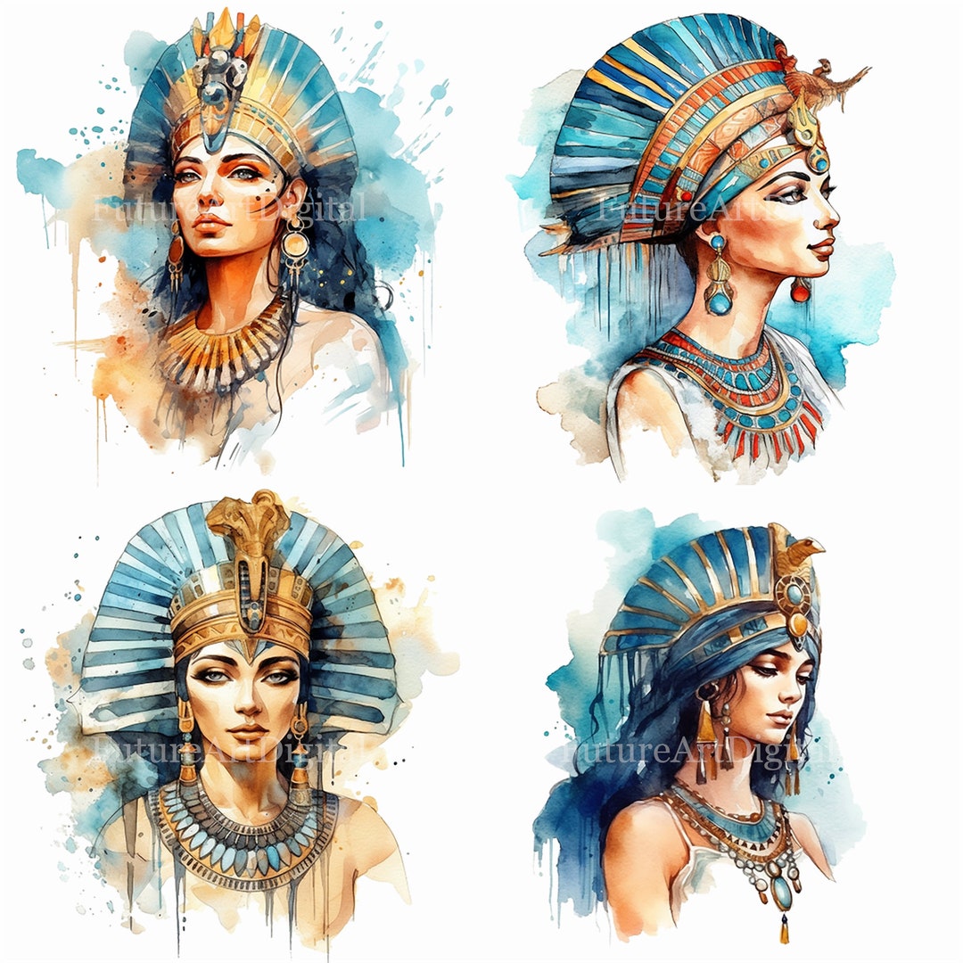 Watercolor Cleopatra Sublimation PNG, Queen of Egypt Digital Clipart ...