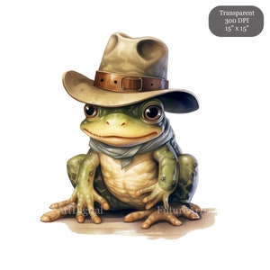 12 Cowboy Baby Frog Digital Clipart, Watercolor Baby Frog Sublimation ...