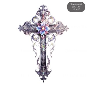 15 Transparent Cross Digital Clipart, Watercolor Fancy Cross ...