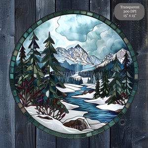 24 Stained Glass Winter Clipart, Snow Stained Glass Bundle, Winter ...