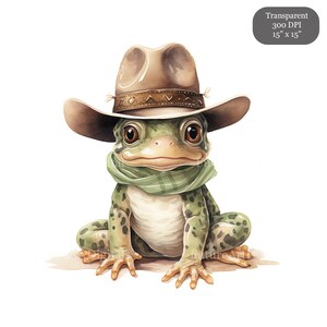 12 Cowboy Baby Frog Digital Clipart, Watercolor Baby Frog Sublimation ...