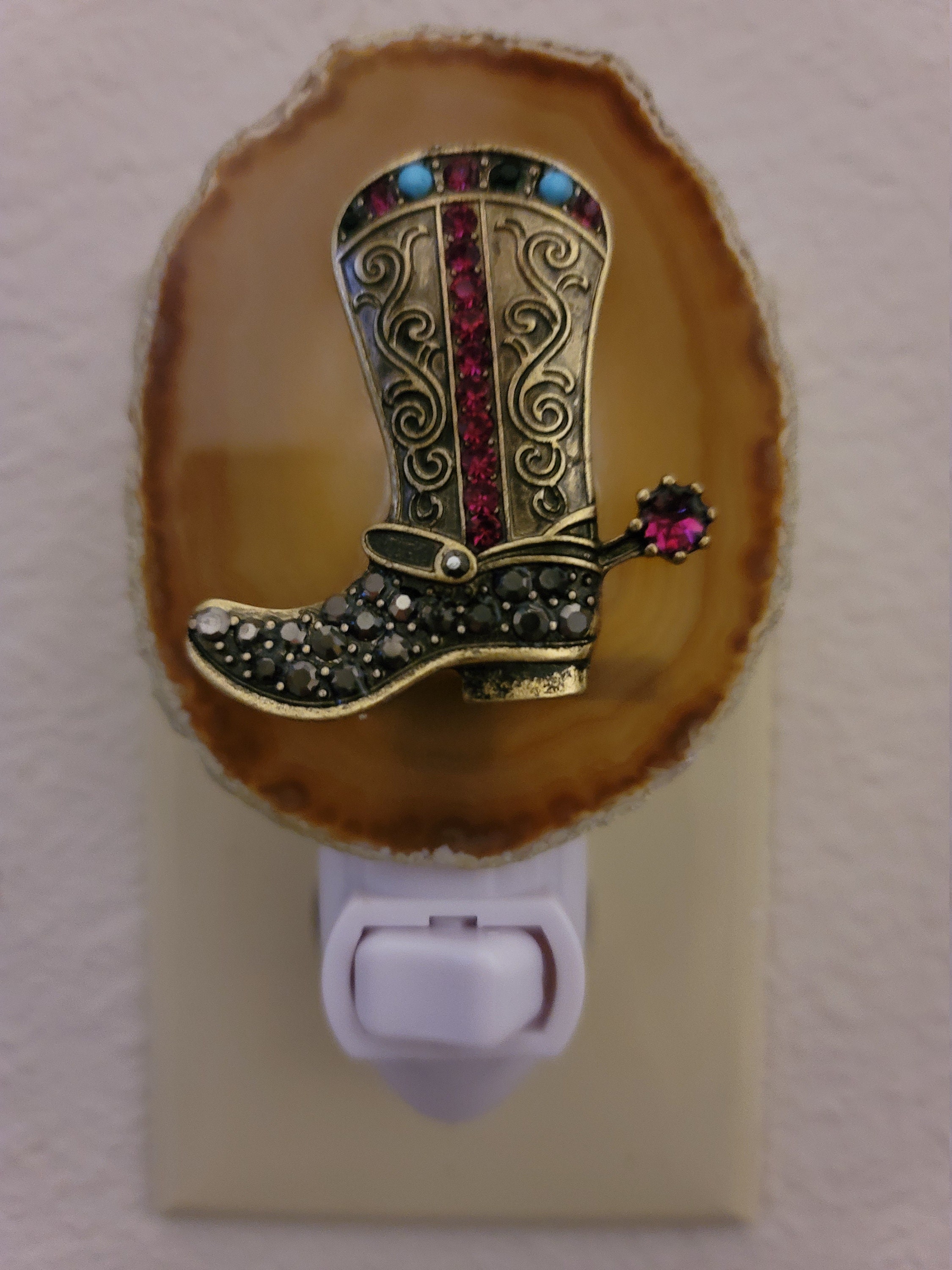 Agate Night Light, Cowboy Boot Night Light, Western Night Light, Boot ...