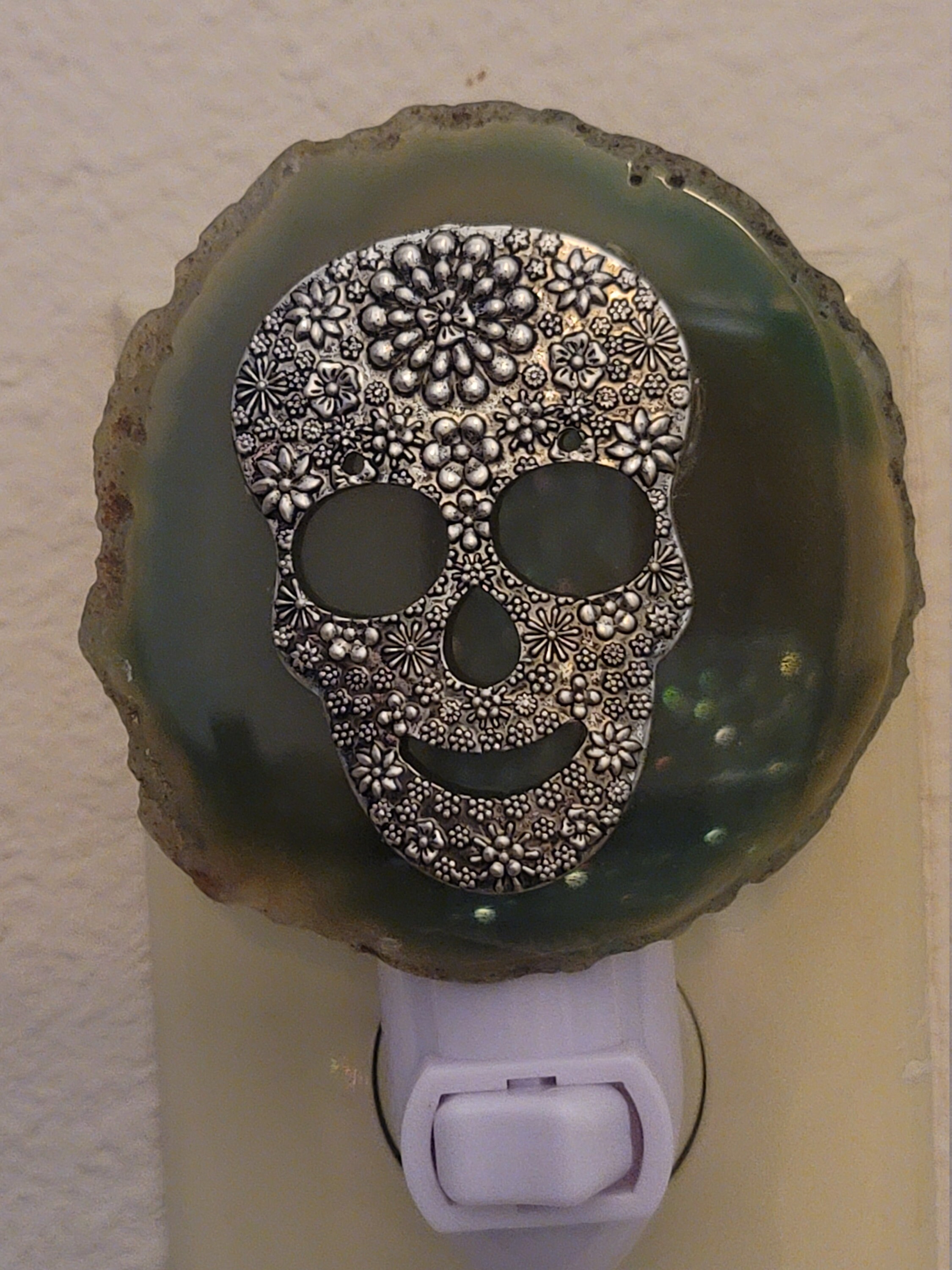 Agate Night Light, Sugar Skull Night Light, Skull Night Light, Dia De ...
