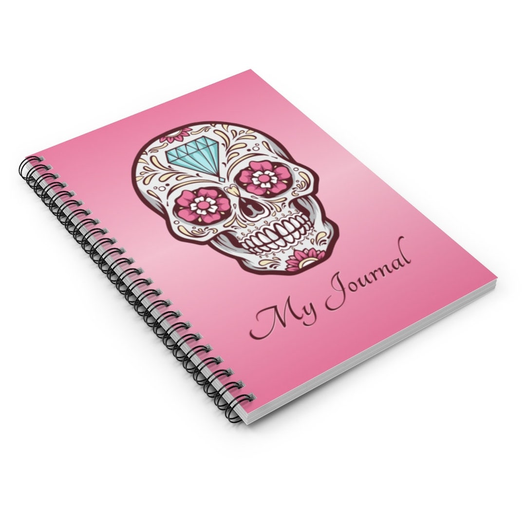 Pink Sugar Skull - Day of the Dead - Spiral Notebook - Ruled Line ...