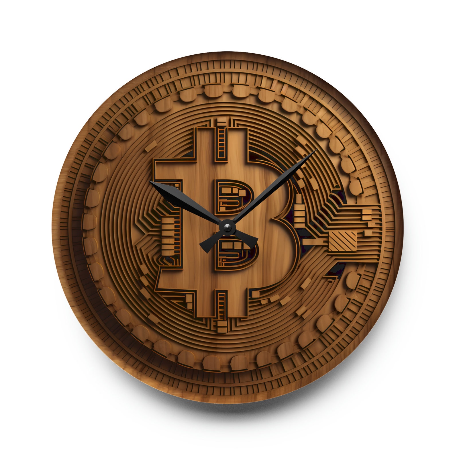 Bitcoin Clock - Acrylic Wall Clock | Wooden Look Bitcoin Clock | Gift ...