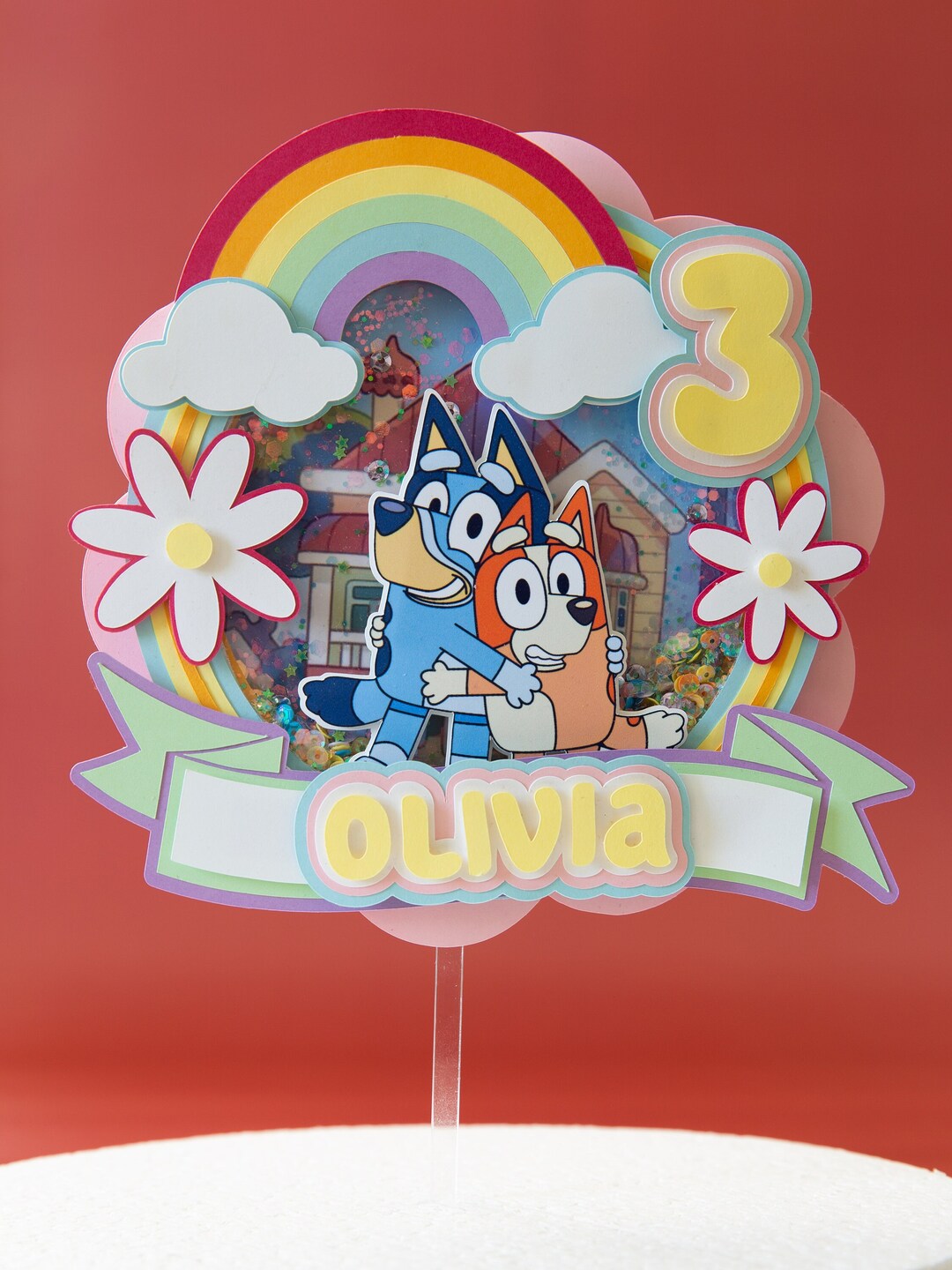 Bluey Shaker Cake Topper 3D Bluey Party Birthday, Bluey Cake Topper ...