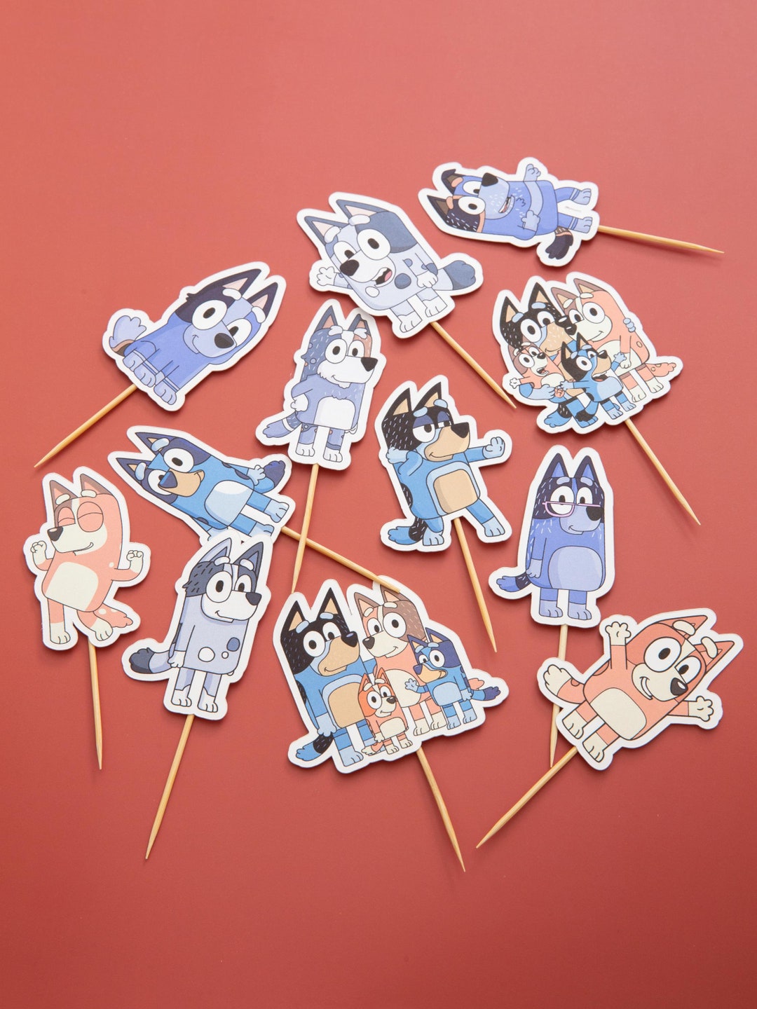Bluey Cupcake Toppers Birthday Party Cupcake Picks Bluey Donut Topper ...