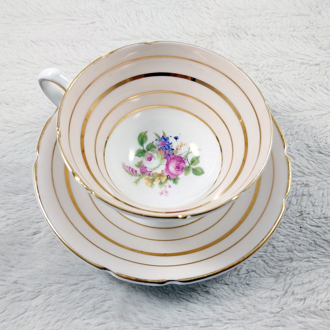 Vintage Stanley Peach Cream Teacup & Saucer Set Wide Mouth Fine Bone ...