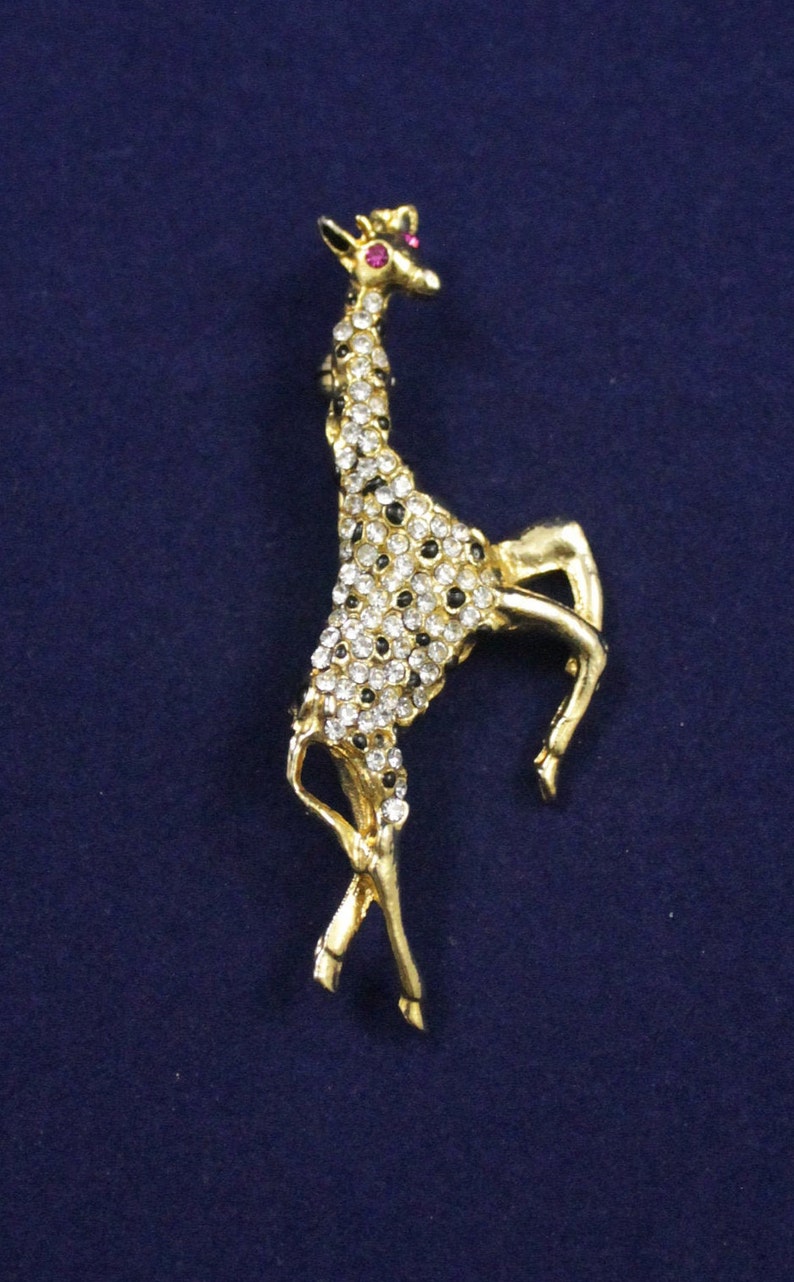 Vintage Giraffe Brooch With Rhinestones - Etsy
