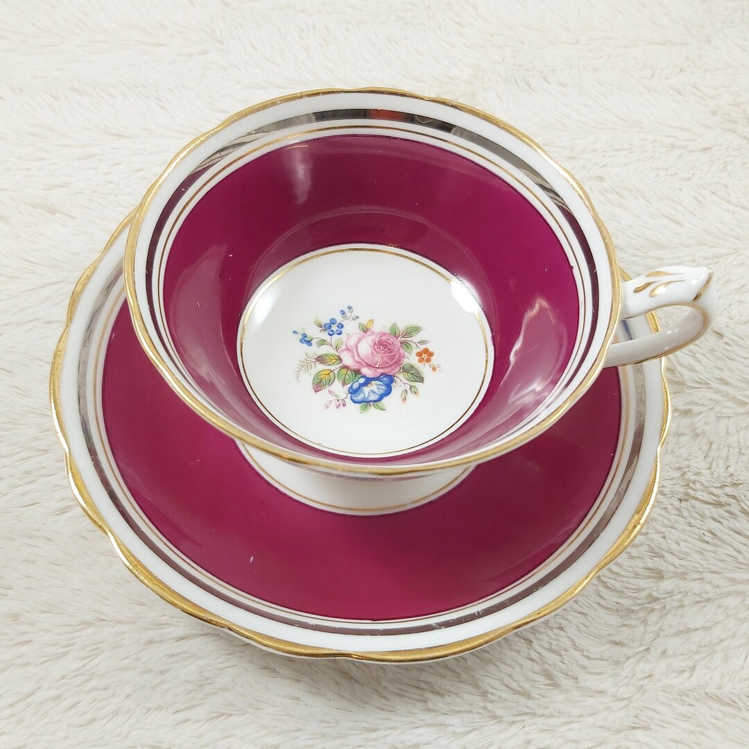Rare Vintage Paragon Black Star 1920s Tea Cup & Saucer Cherry Red ...