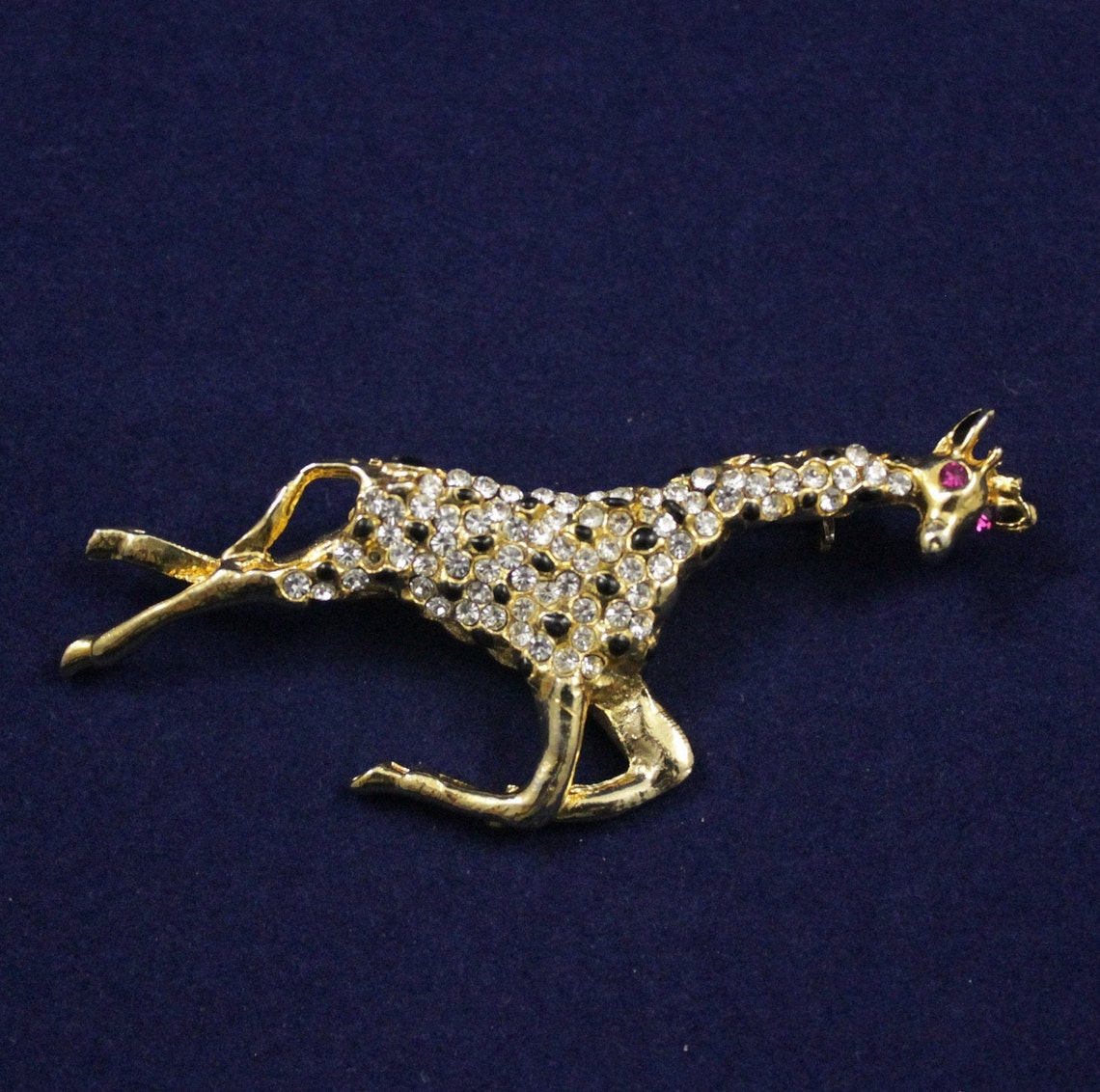 Vintage Giraffe Brooch With Rhinestones - Etsy
