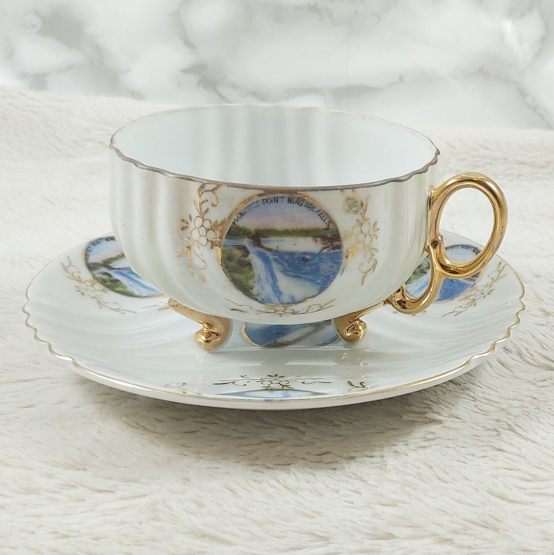 Iridescent Japanese Niagara Falls Teacup and Saucer, Vintage Canadian ...
