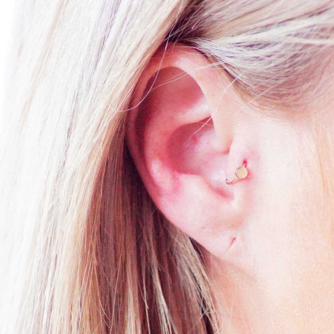 9ct Gold Cartilage Hoop Flat Disc Earring - Etsy