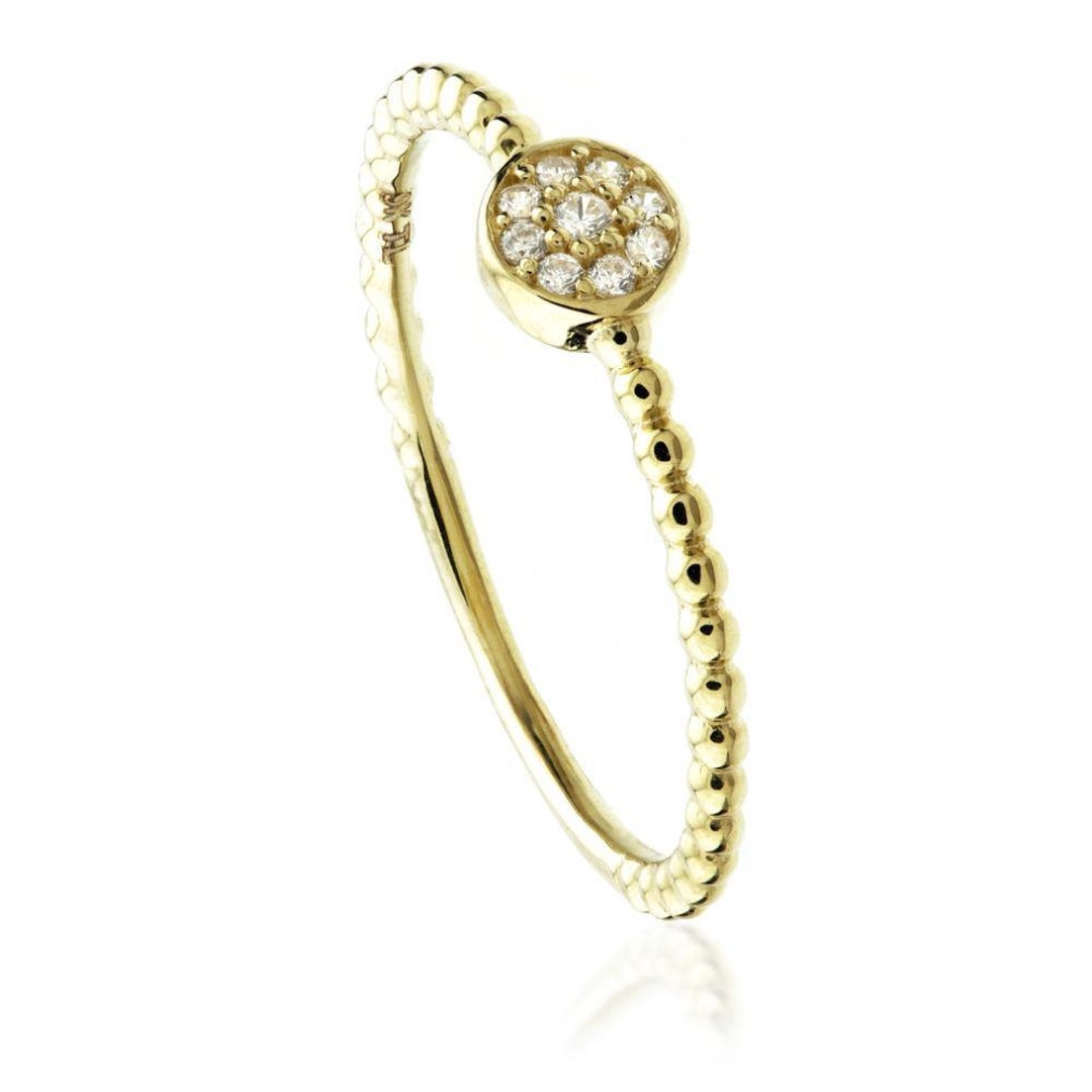9ct Gold Round Pave Crystal Stacking Ring Minimalist - Etsy