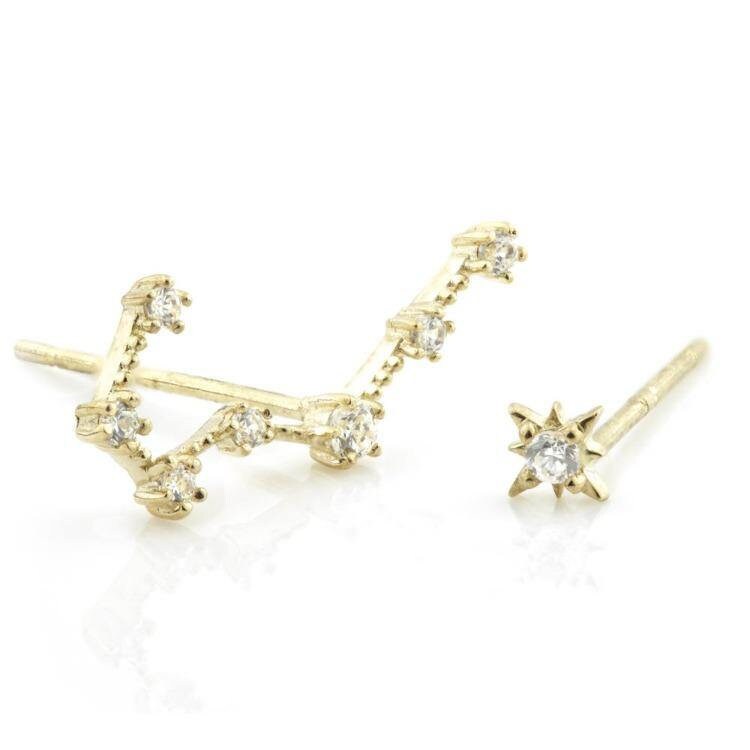 9ct Gold Zodiac Earrings Taurus Star Sign Constellation - Etsy UK