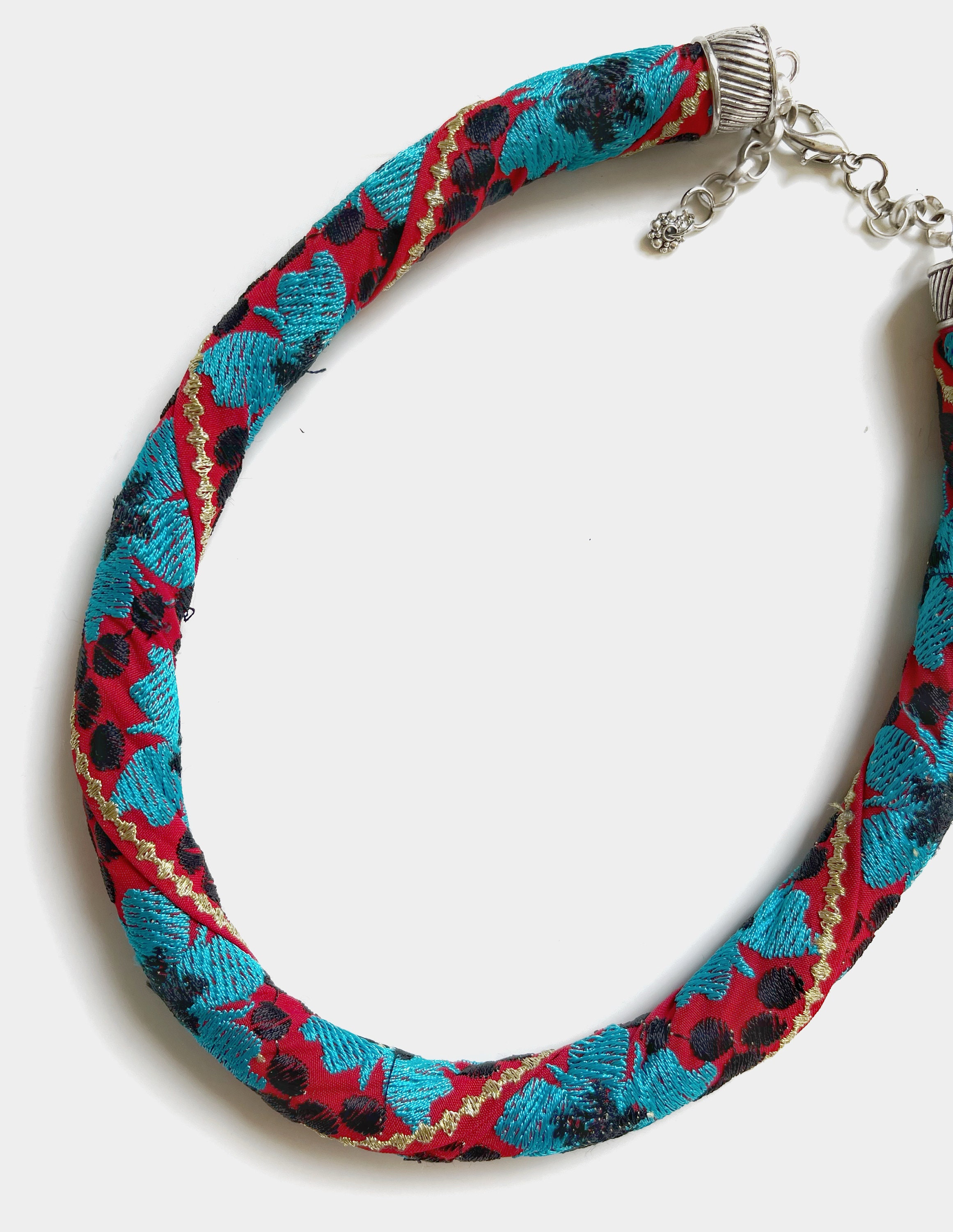 Ethnic Fabric Necklace, African Jewelry, Colorful Necklace, Fabric ...