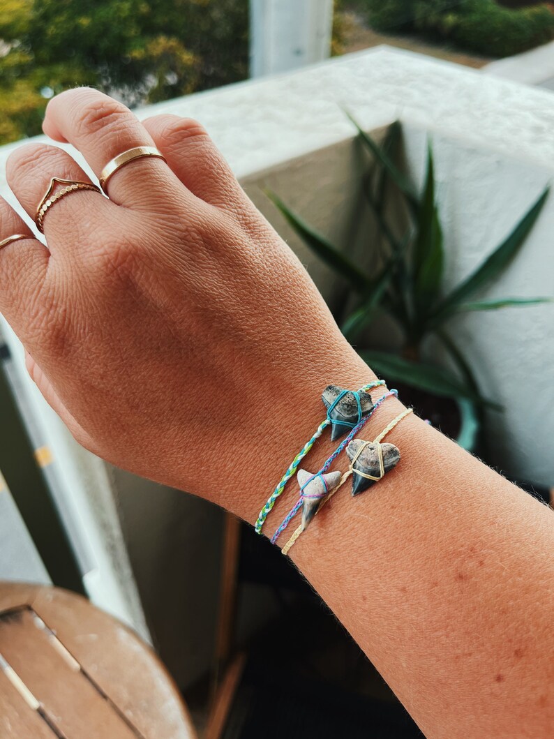 Shark Tooth Wrapped Bracelet With Braided Fishing Line - Etsy