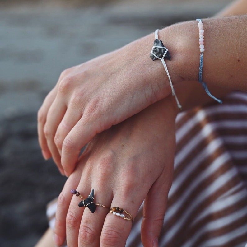 Shark Tooth Wrapped Bracelet With Braided Fishing Line - Etsy