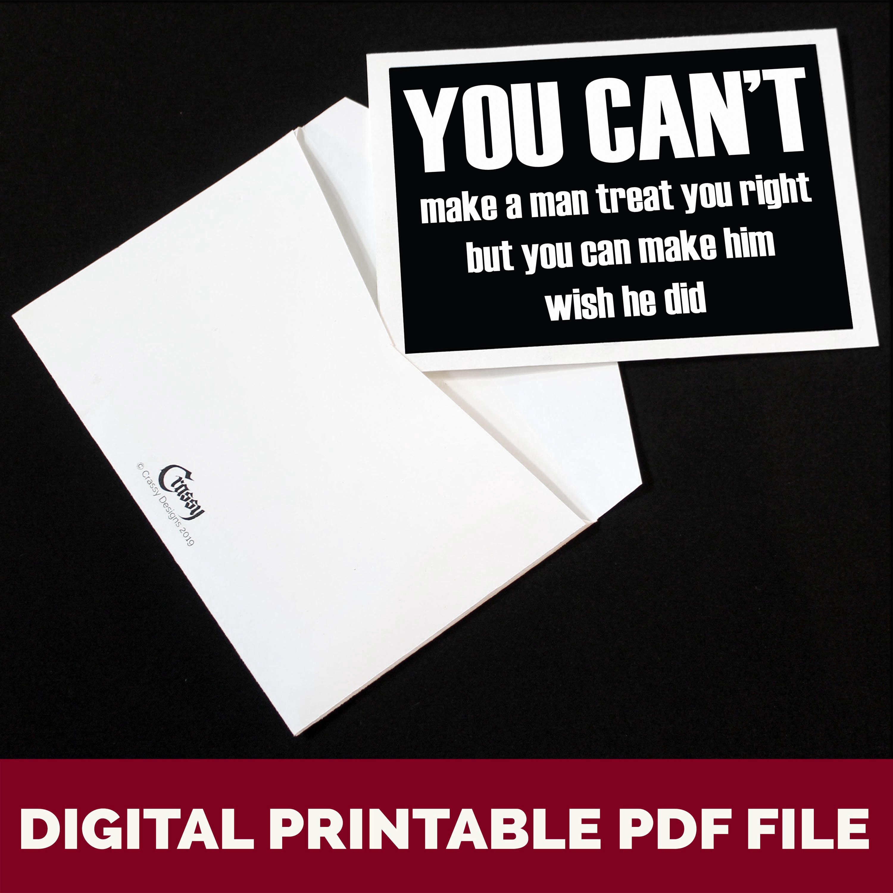 Printable Break up Divorce Card. You Can't Make a Man - Etsy