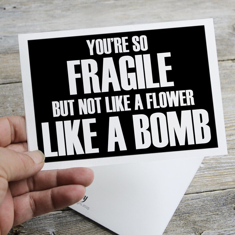 Printable Card. Fragile Like a Bomb. Adult Greeting Card - Etsy