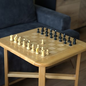 Handcrafted Wooden Chess Board Coffee Table Unique Natural Wood ...