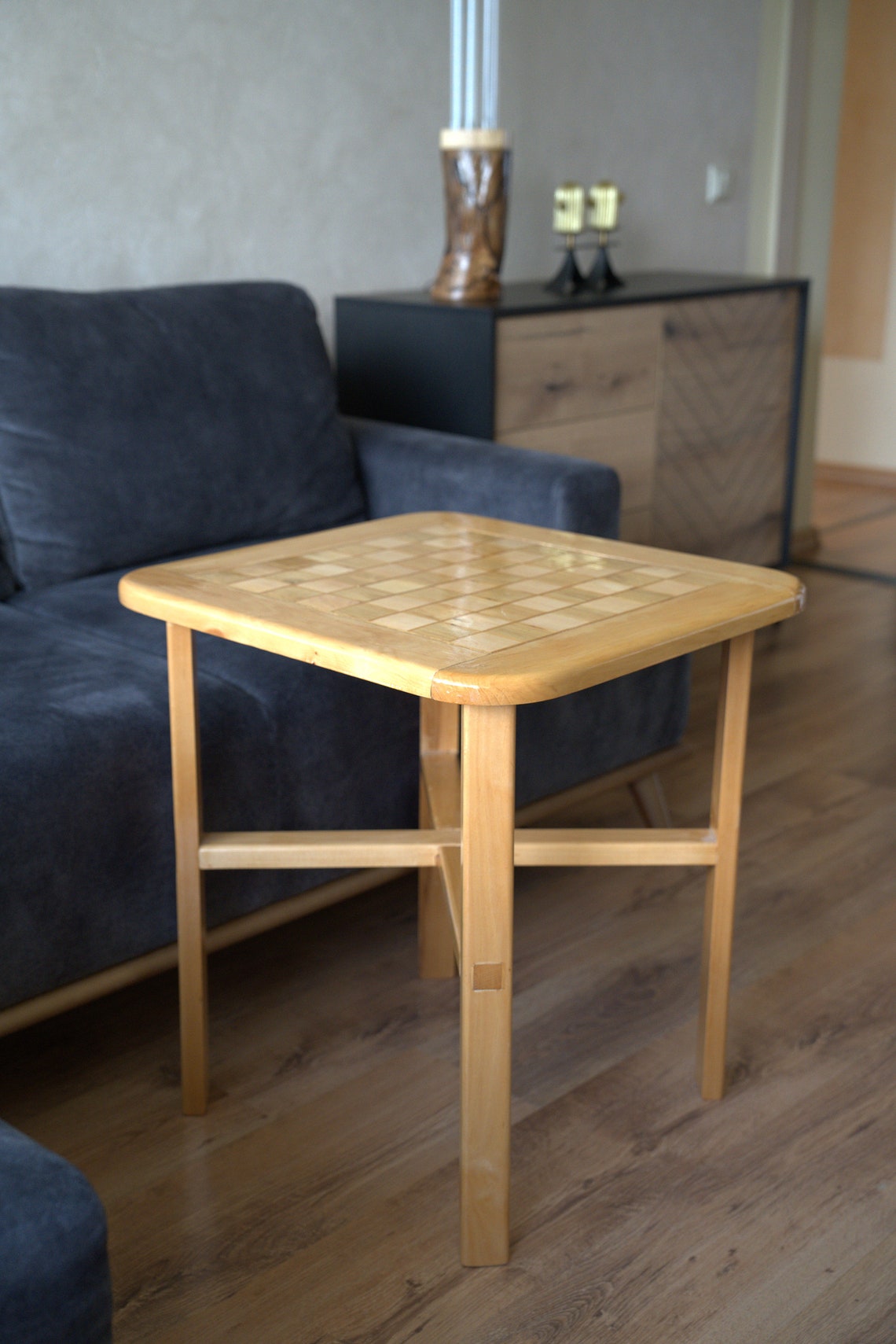 Handcrafted Wooden Chess Board Coffee Table - Unique Natural Wood ...