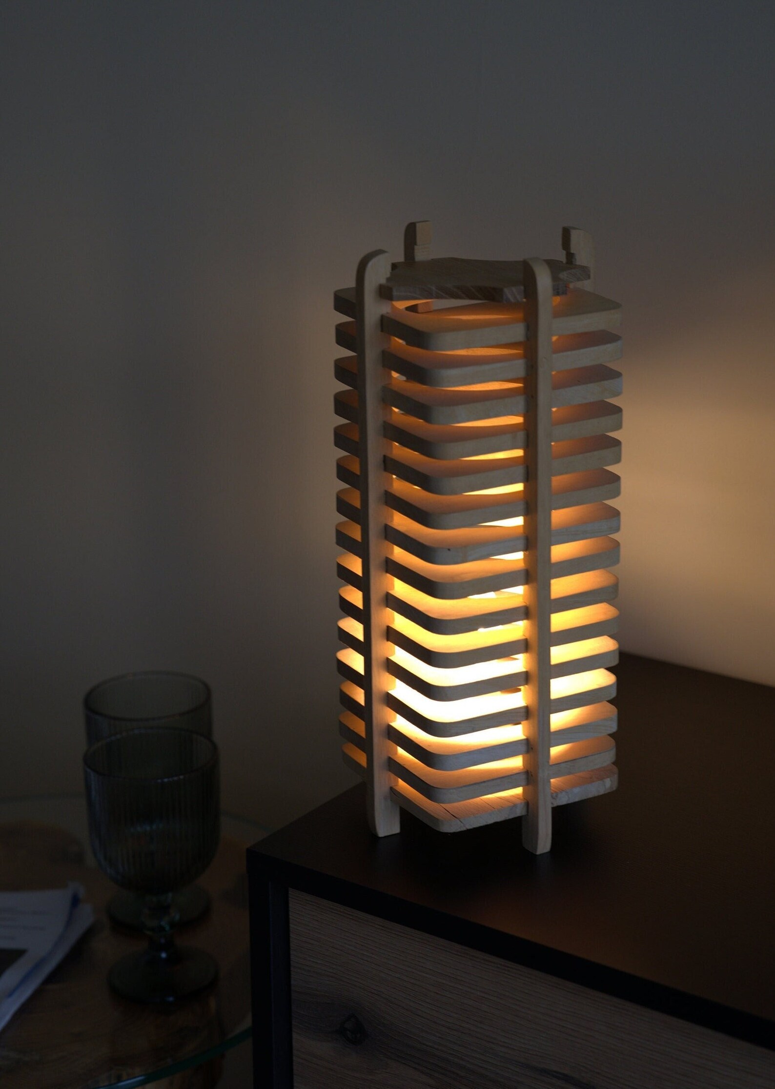 Handcrafted Unique Wooden Lamp Boho Natural Design Cozy and Artisanal ...