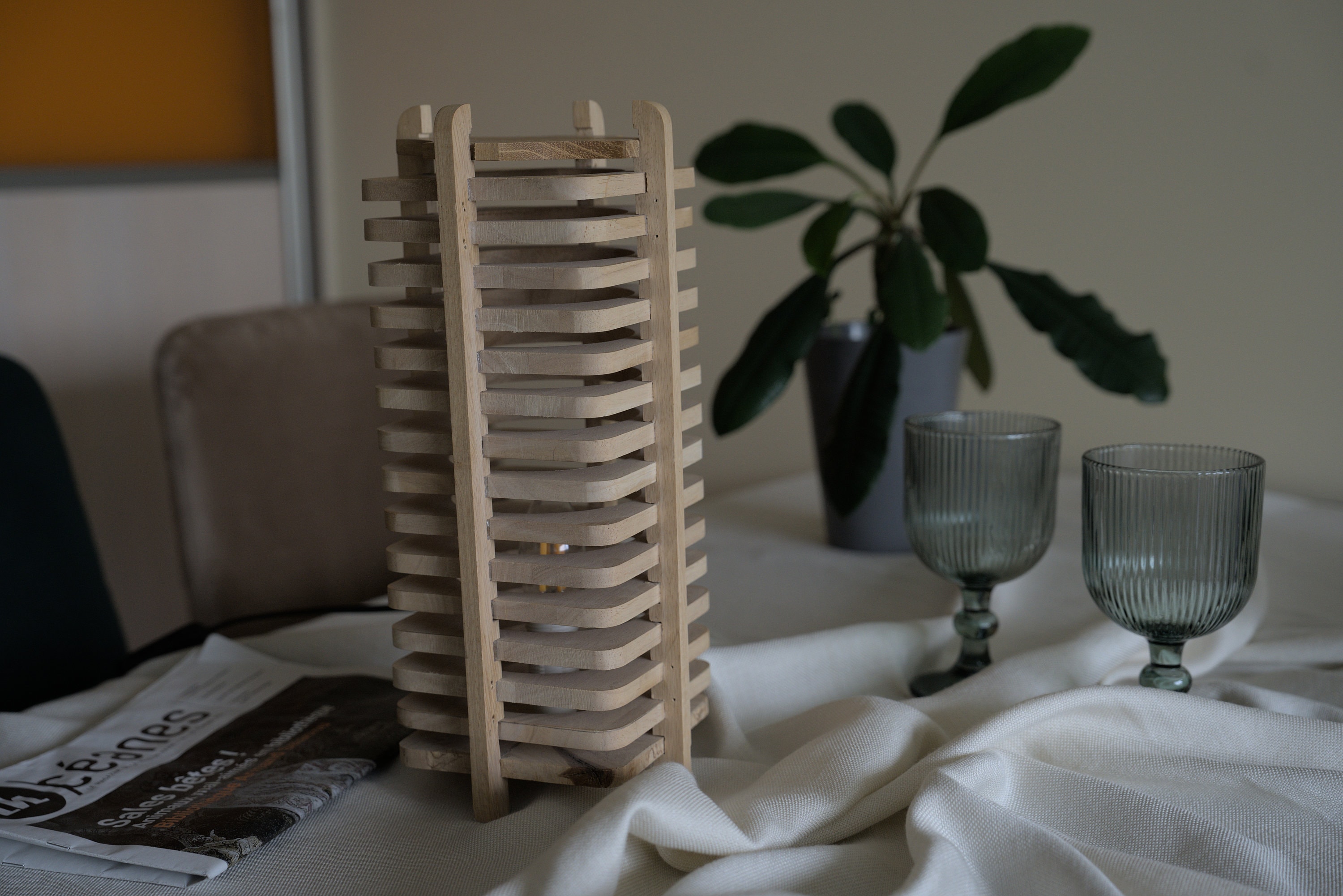 Handcrafted Unique Wooden Lamp Boho Natural Design Cozy and Artisanal ...