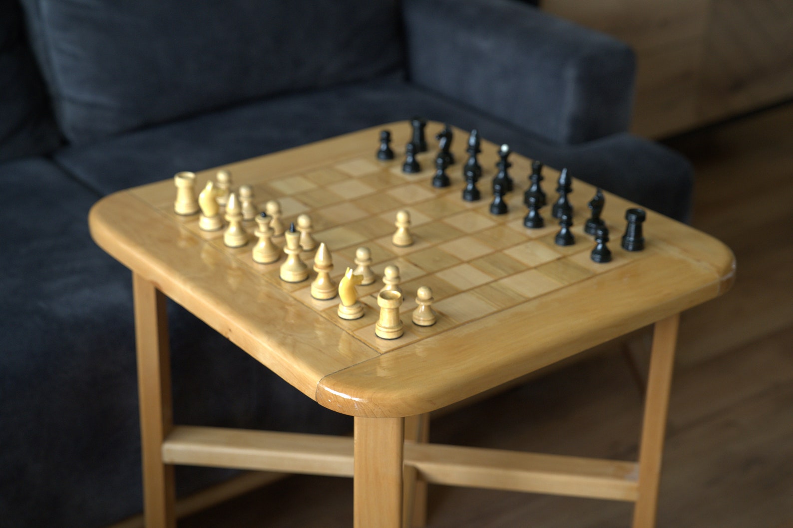 Handcrafted Wooden Chess Board Coffee Table - Unique Natural Wood ...