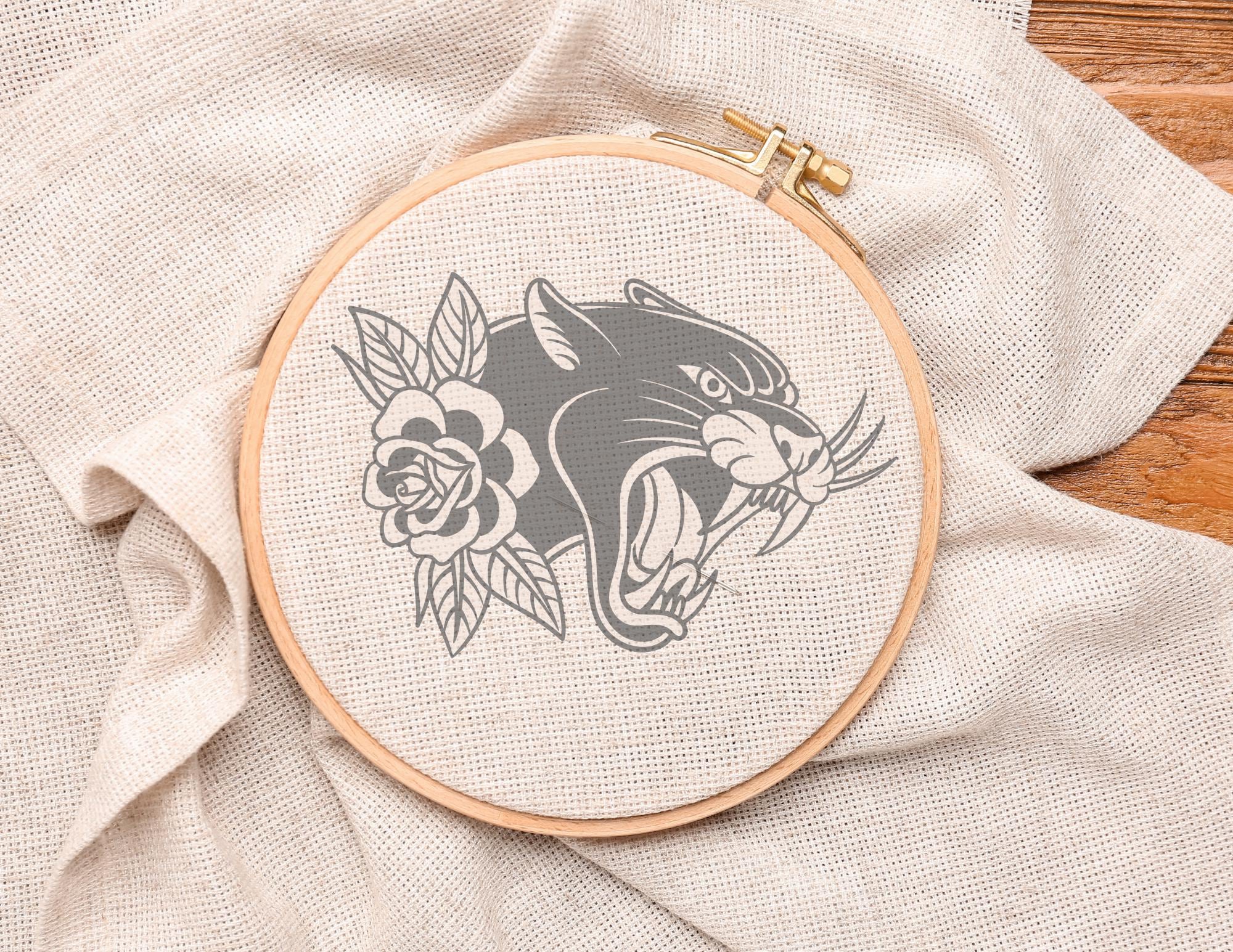 Panther Roar Embroidery - Etsy