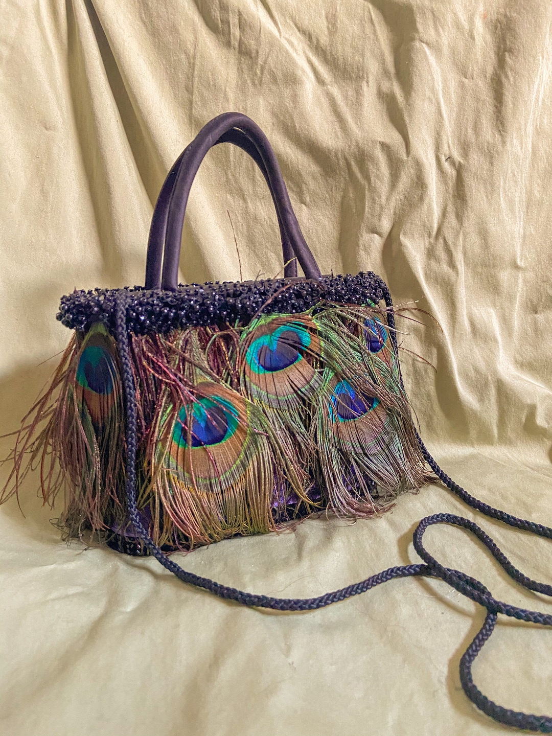 Vintage Peacock Feather Purse, Vintage Fashion, Eclectic Purse, Flapper ...