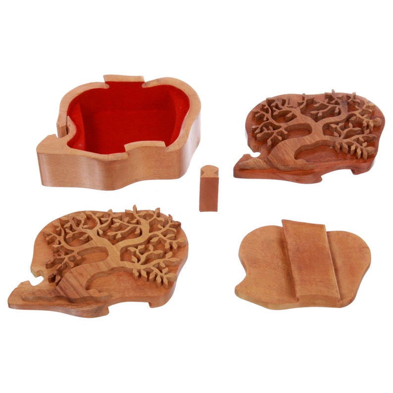 Hand Carved Jewelry Box, Handcrafted Wooden Box, Palm Tree Jewelry Box ...