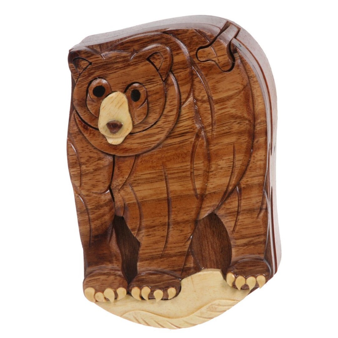 Handcrafted Wooden Animal Shape Lovely Bear Handmade Secret Jewelry ...