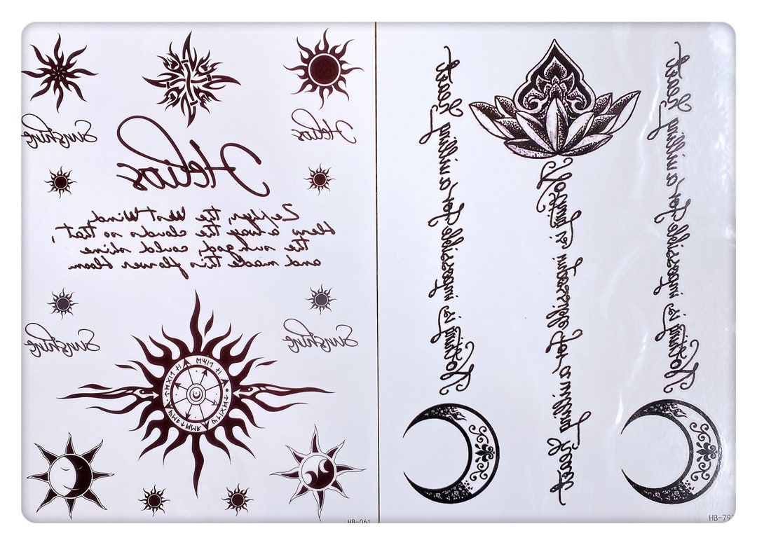 Waterproof Temporary Sunshine Sun Helios Star Western Flower Moon Heart ...