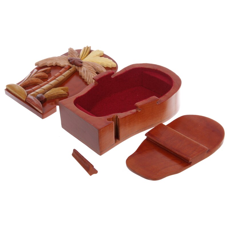 Hand Carved Jewelry Box, Handcrafted Wooden Box, Palm Tree Jewelry Box ...