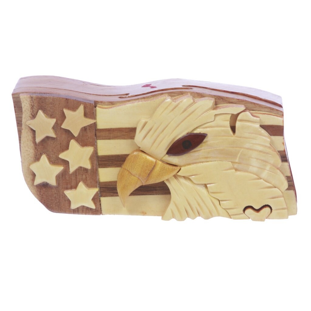 Handcrafted Wooden Animal Shape Lovely American Eagle Handmade Secret ...