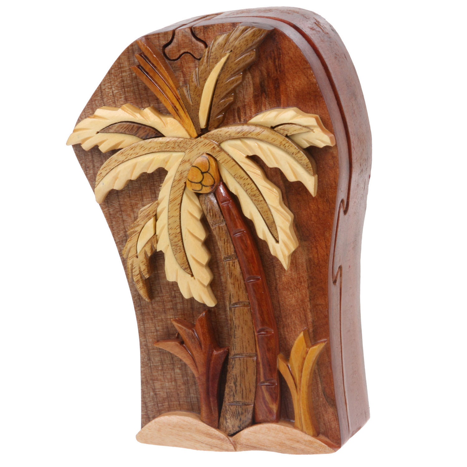 Hand Carved Jewelry Box, Handcrafted Wooden Box, Palm Tree Jewelry Box ...