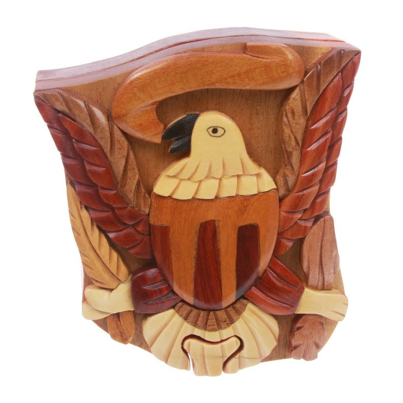 Handcrafted Wooden Animal Shape Lovely American Eagle Handmade Secret ...