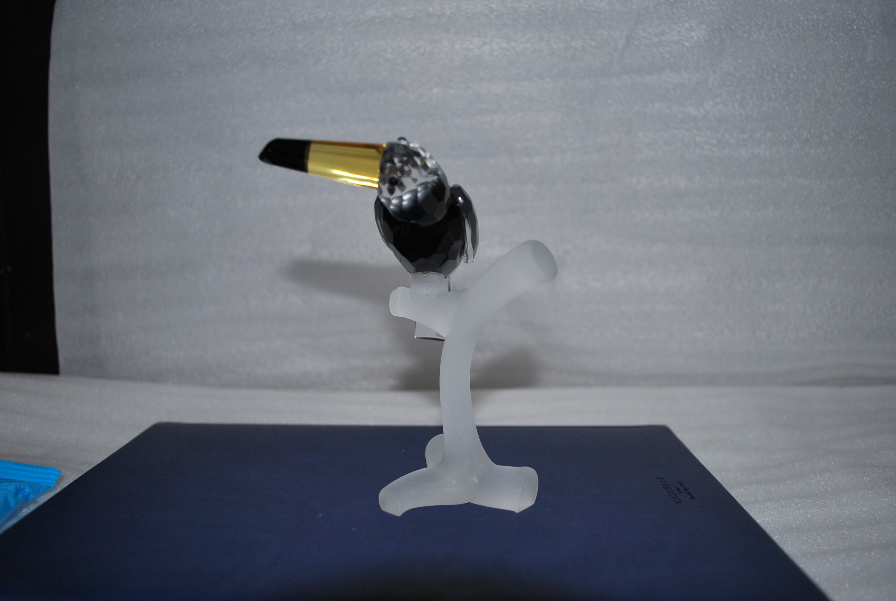 Black Glass Tucan on Frosted Glass Perch - Etsy