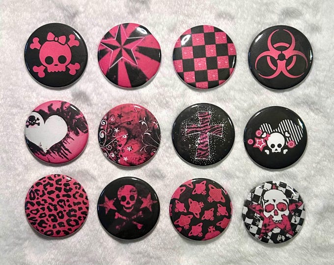Pink Emo Scene Mall Goth Y2K 1.5 Pinback Buttons - Etsy